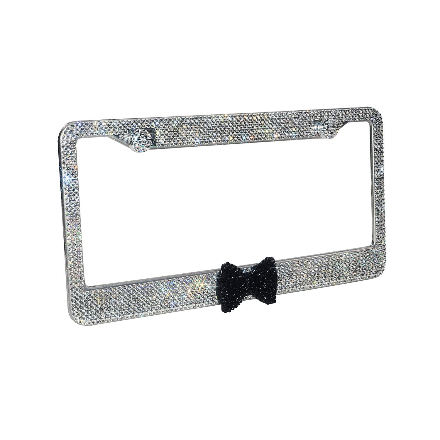 Cute Bow Bling License Plate Frame (2pcs) | Hippo Creation